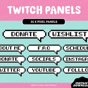 36x Twitch Stream Panels /8 Bit / Pixel Bubble / Twitch / Add-on Stream ...