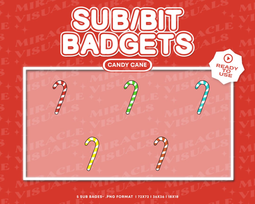 Twitch Sub Badge / Candycane / Kawaii / Xmas / Twitch / Candy ...