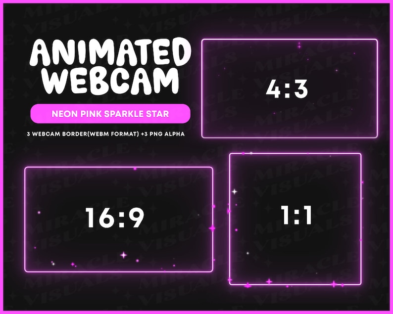 Animated Neon Pink Sparkle Star Webcam Overlay / Neon / Sparkle /twitch ...
