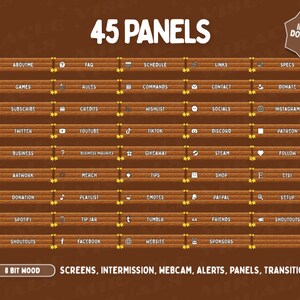 Animated Stream Package 8 Bit Wood Theme / Wood Theme / Twitch Overlay ...