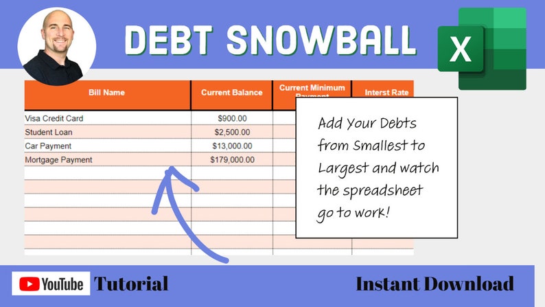 Debt Snowball | Excel Version - Etsy