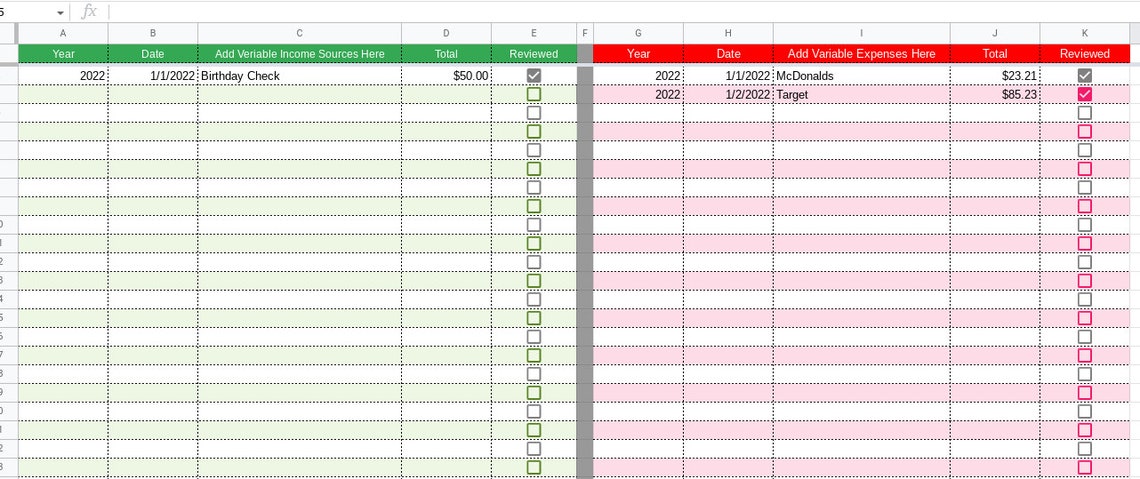 Google Sheets Budget Template | Basic - Etsy