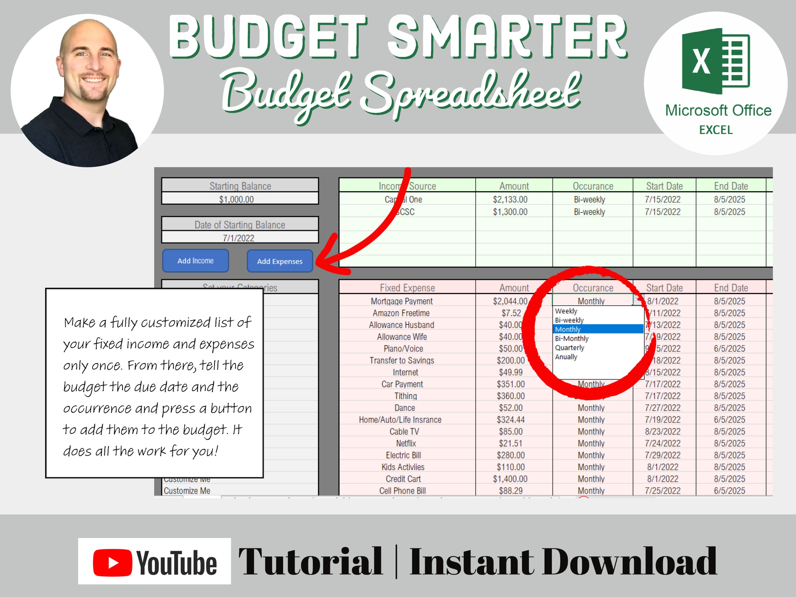 Microsoft Excel Budget Spreadsheet | Budget Smarter - Etsy