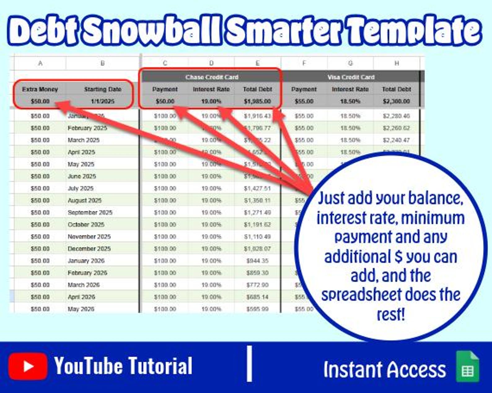 Debt Snowball Spreadsheet | Pay off Debt Faster (google Sheets) - Etsy