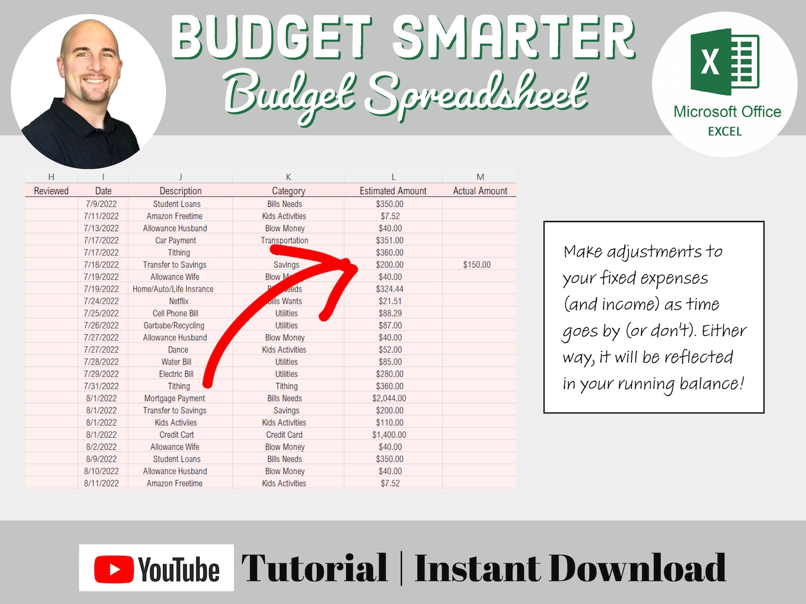 Microsoft Excel Budget Spreadsheet | Budget Smarter - Etsy