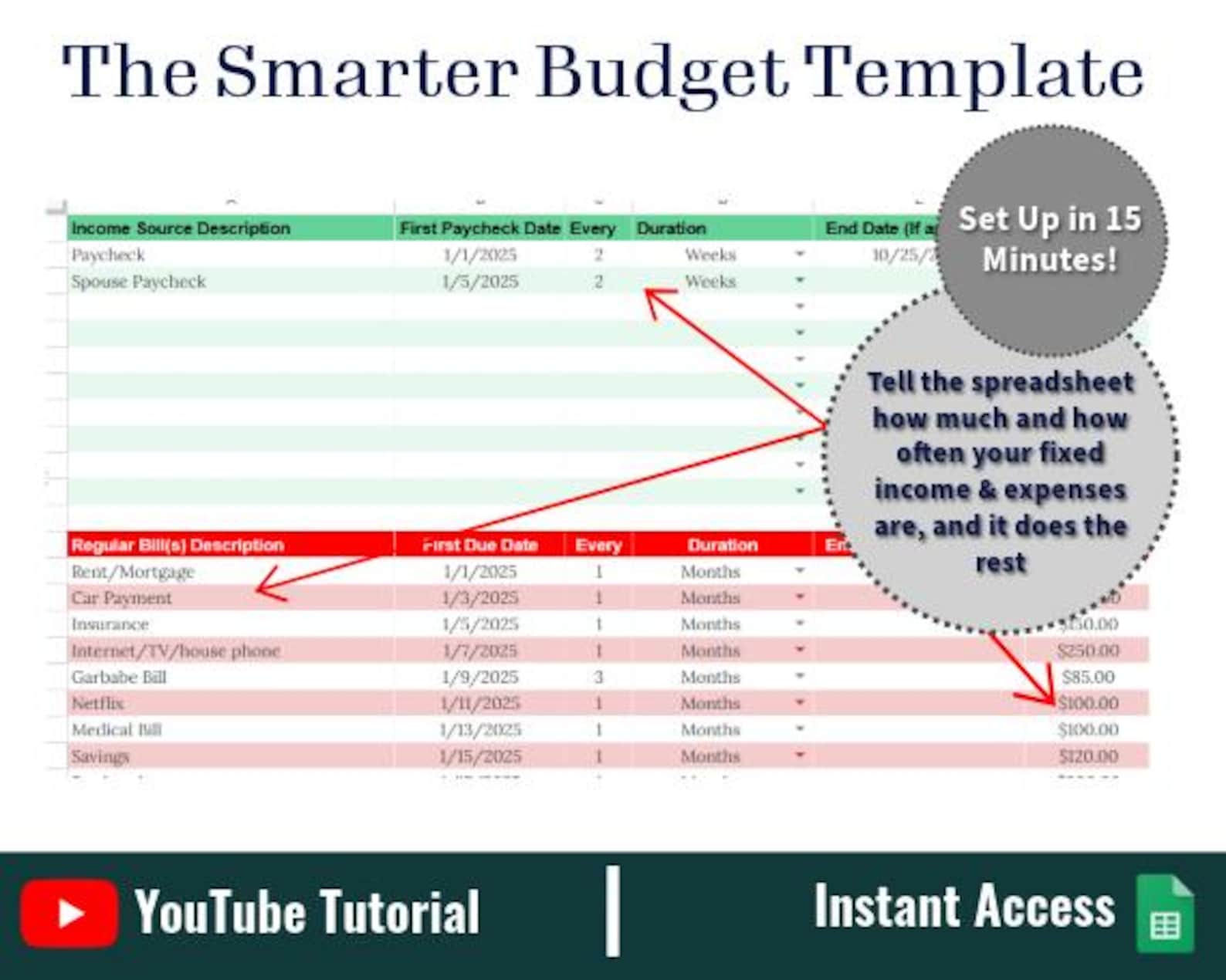Budget Smarter Template | Google Sheets Financial Planner | 1-to-5-year ...