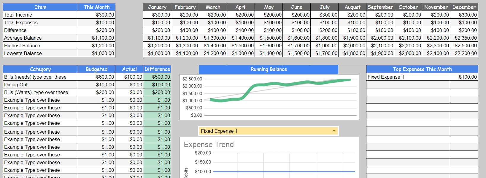 Google Sheets Budget Template | Extended Plan - Etsy