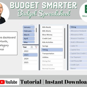 Microsoft Excel Budget Spreadsheet | Budget Smarter - Etsy