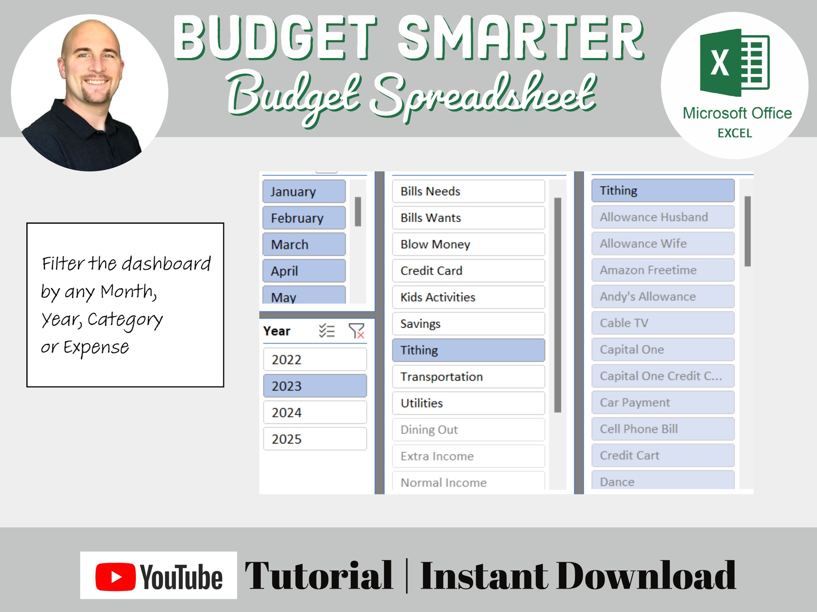 Microsoft Excel Budget Spreadsheet | Budget Smarter - Etsy