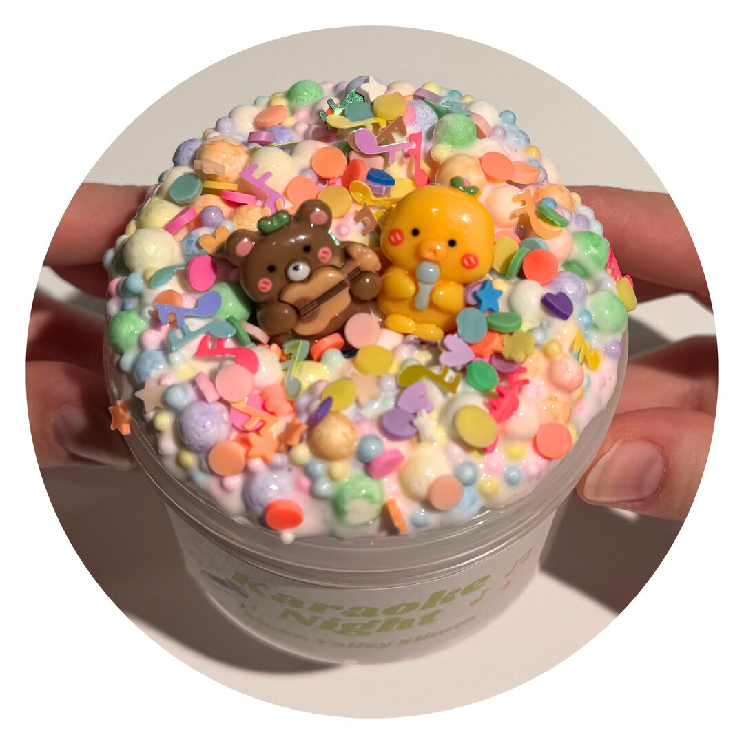 Rainbow Karaoke Night Foam Slime With Teddy Bear and Duck Charm - Etsy