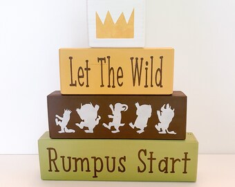 Let the Wild Rumpus Start Wood Nursery Sign Where the Wild - Etsy
