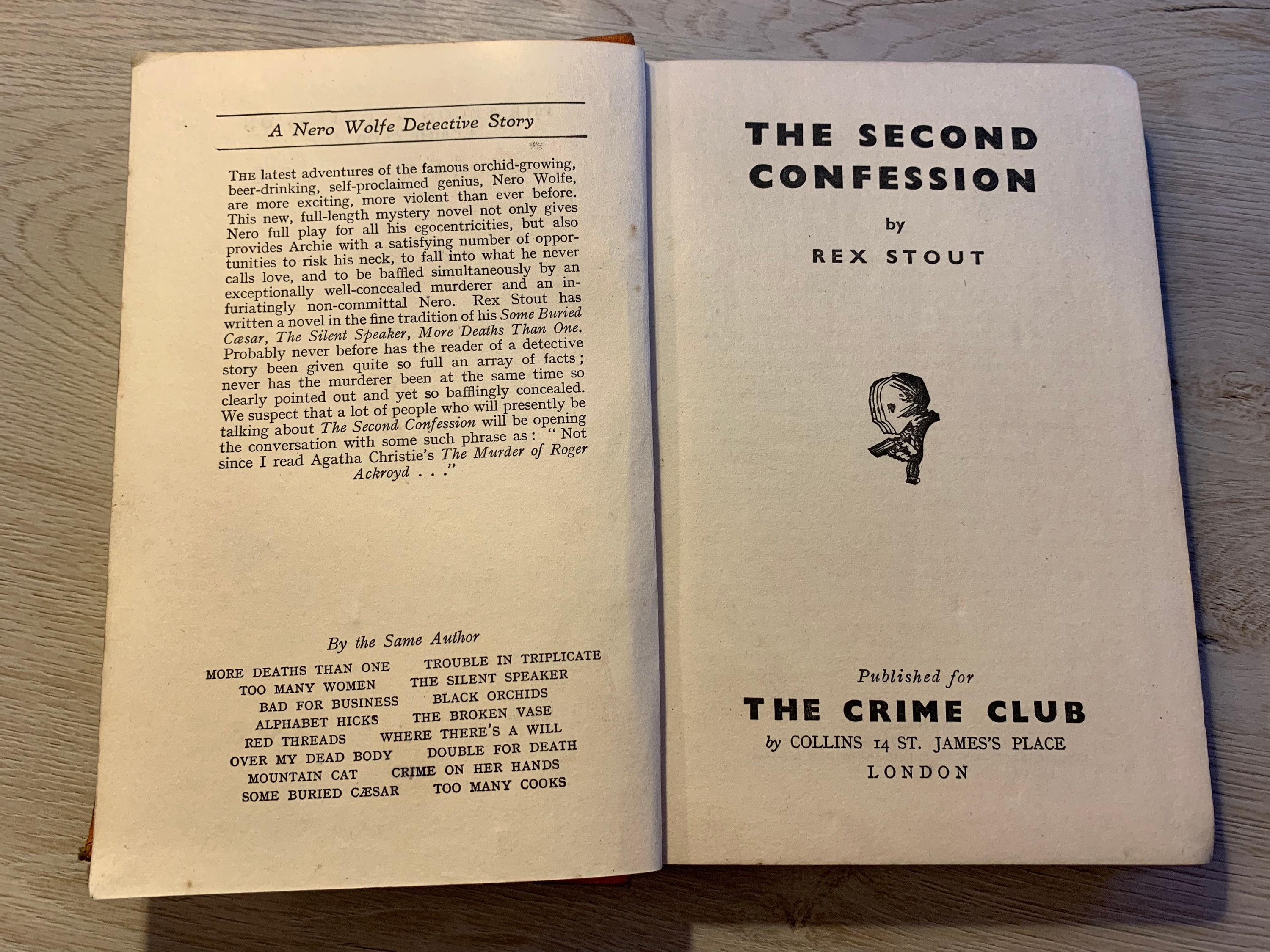 1950 the Second Confession the Crime Club Rex Stout - Etsy