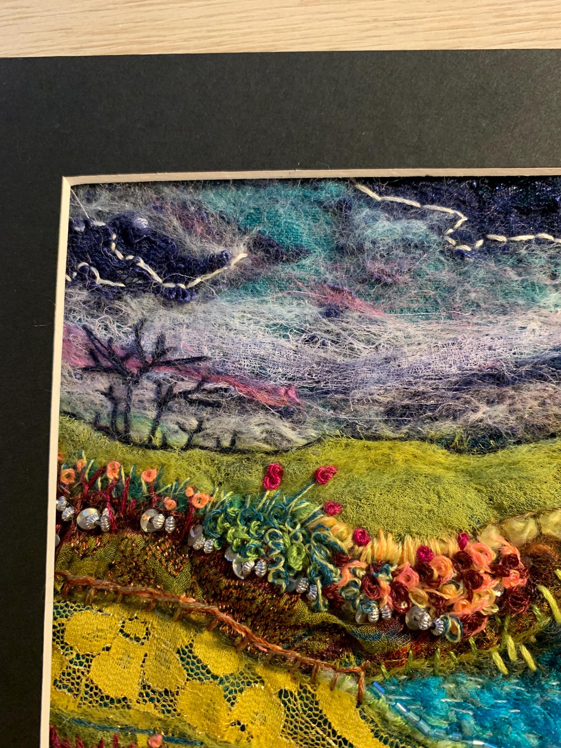 8 X 8 including Mount Textile Art Handmade Art Embroidery Artwork ...