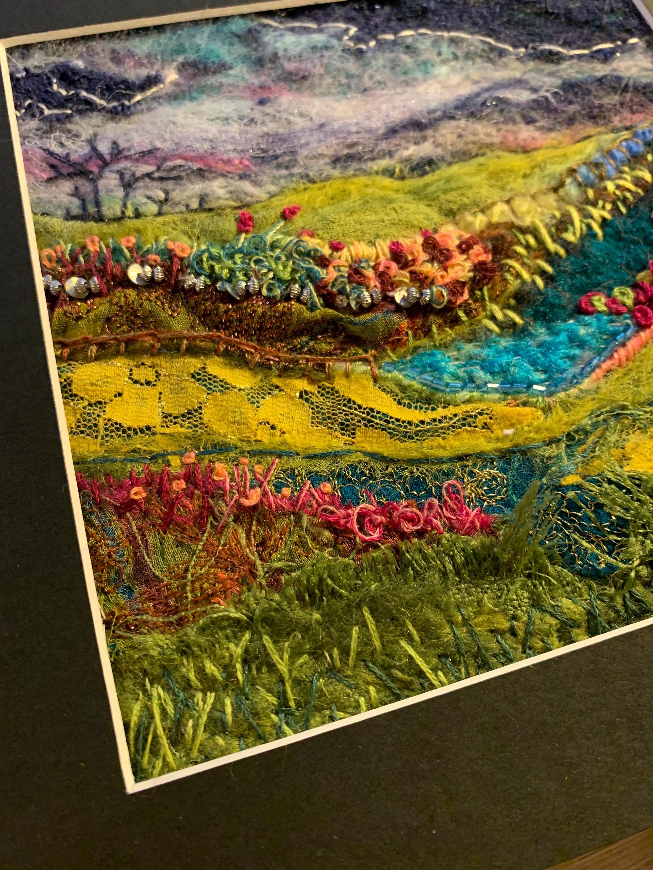 8 X 8 including Mount Textile Art Handmade Art Embroidery Artwork ...