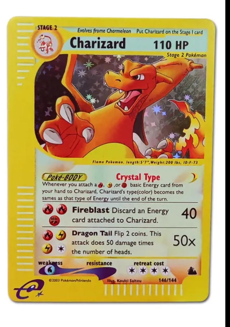 Charizard Skyridge Crystal 146 glossy Holo Pokémon High - Etsy