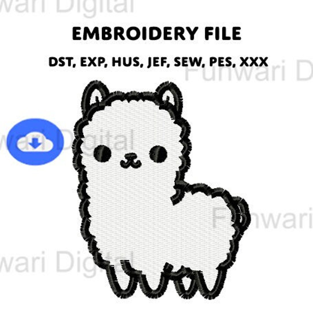 Cute Baby Alpaca Machine Embroidery File Design - Cottagecore Llama PES ...