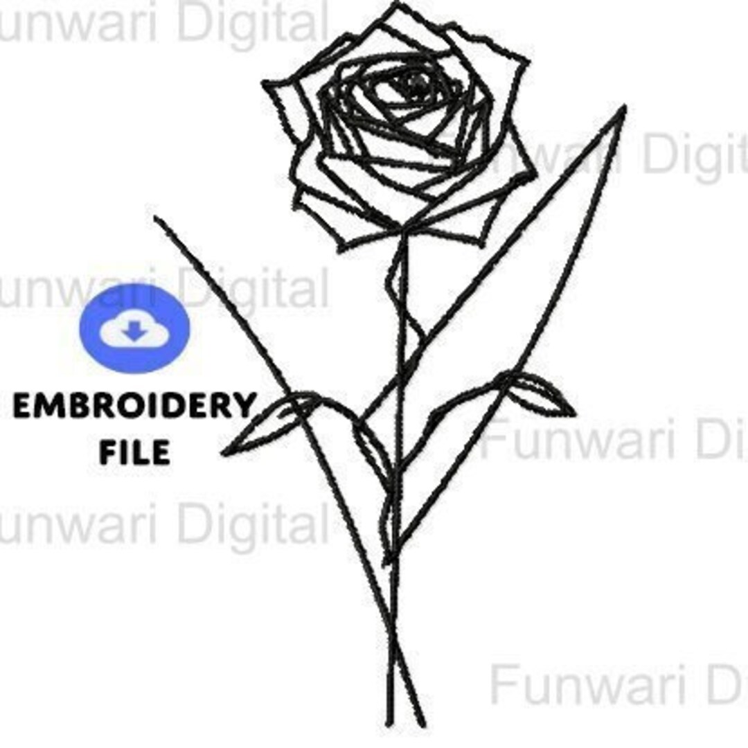 Minimalistic Rose Embroidery File, Dark Aesthetic Embroidery Design ...