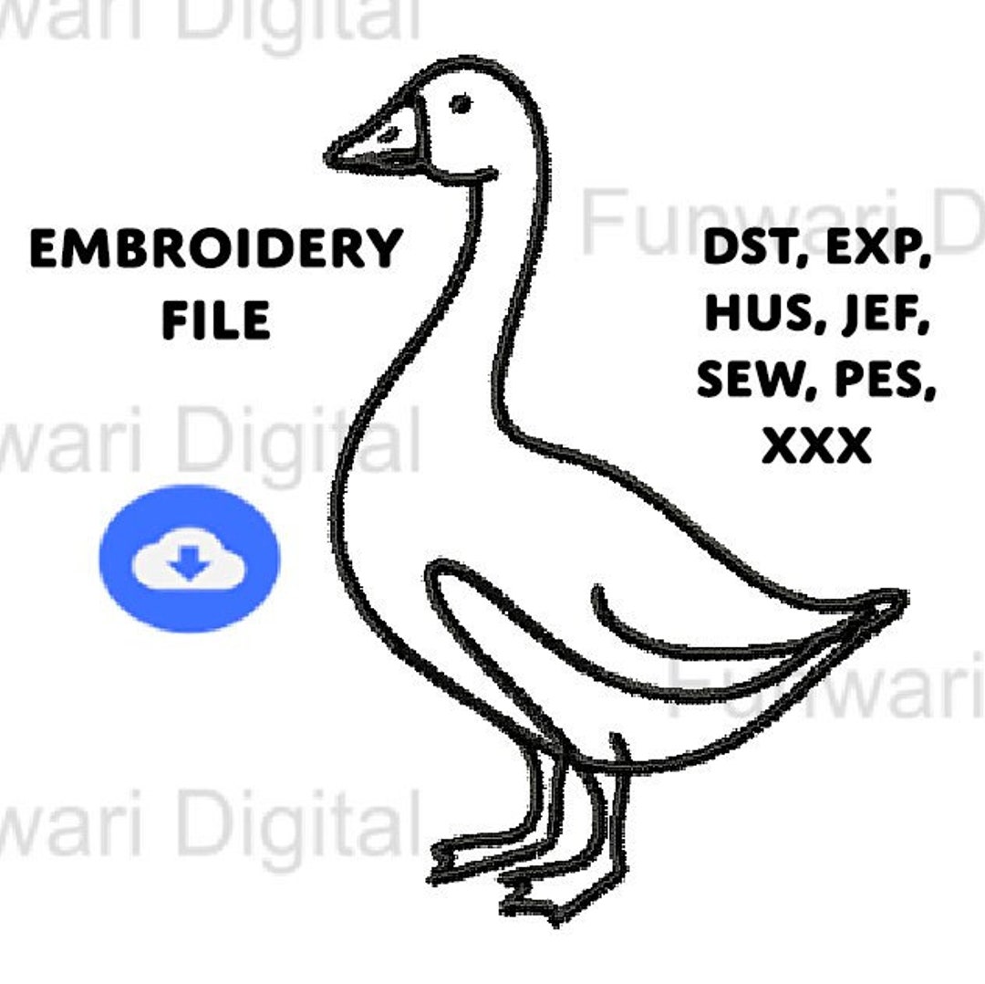 Goose Silhouette Line Art Aesthetic Embroidery Design, Digital File for ...