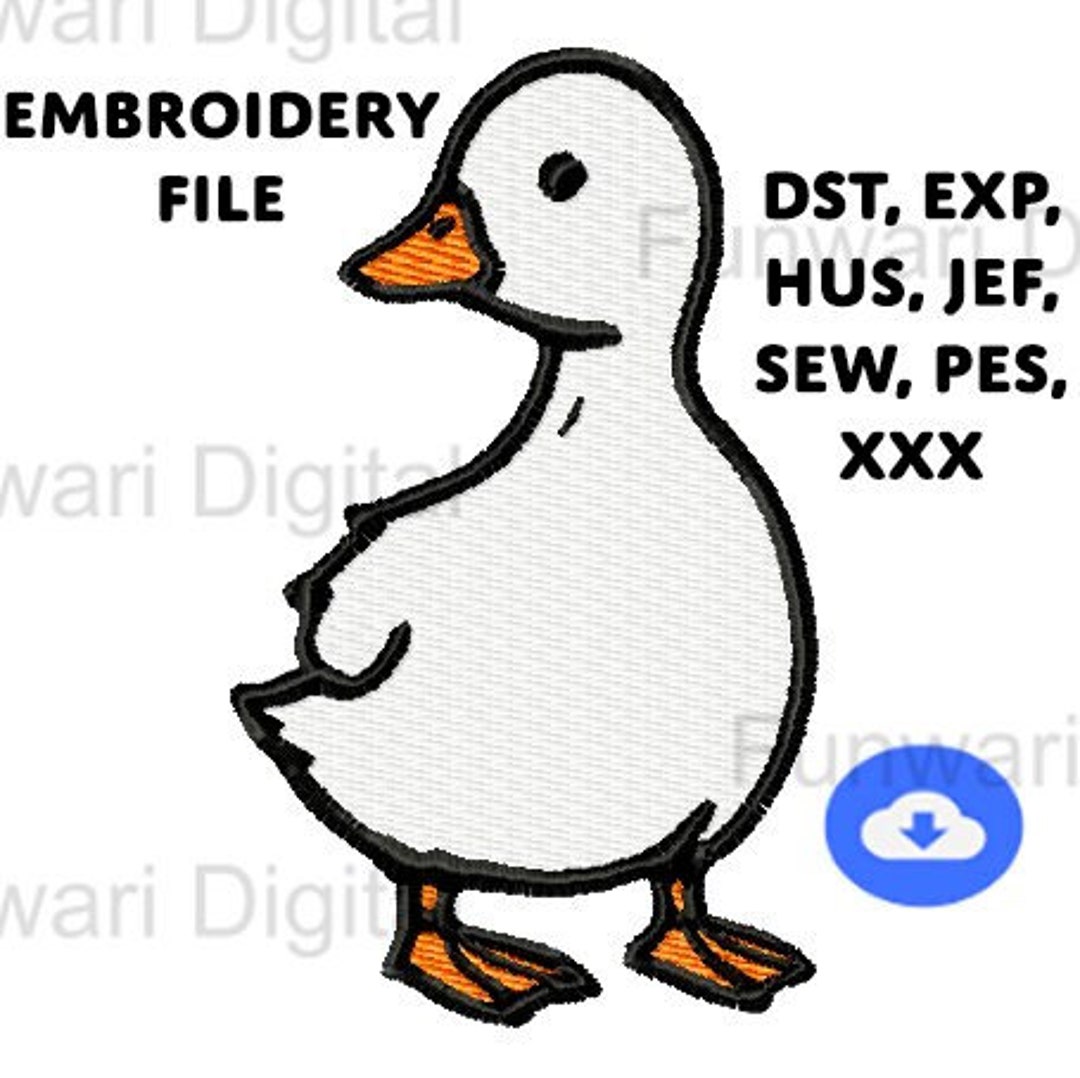 Charming White Duck Machine Embroidery Design - PES/DST/JEF Formats ...