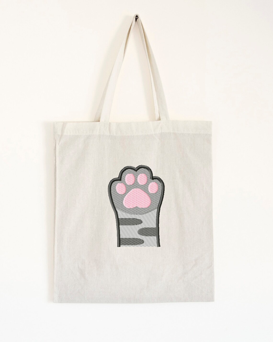 Grey Kawaii Cat Paw Embroidery File, Kitten Pet Cats Trendy Embroidery ...