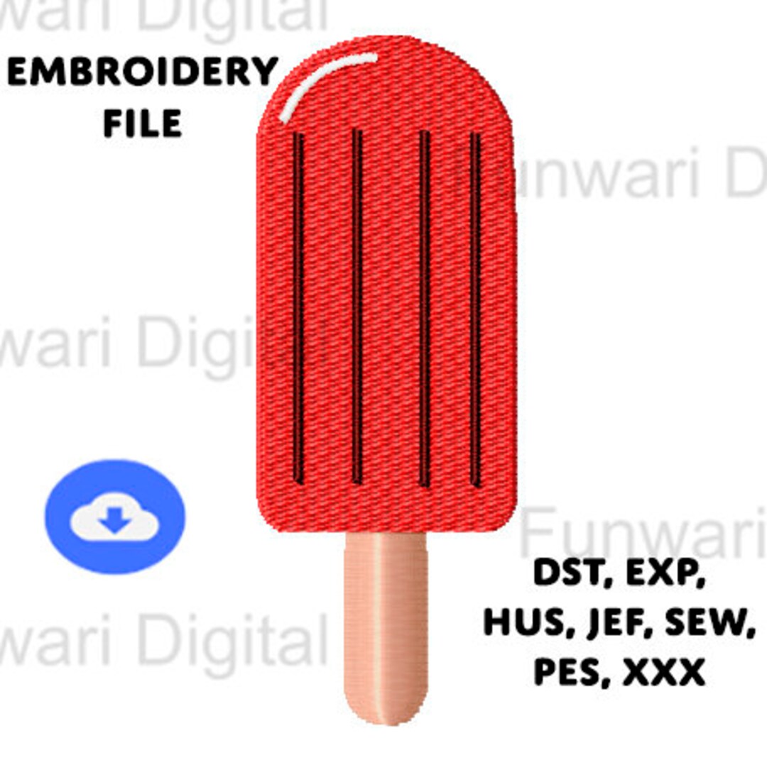 Ice Lolly Ice Pop Machine Embroidery Design - PES/DST/JEF Formats ...