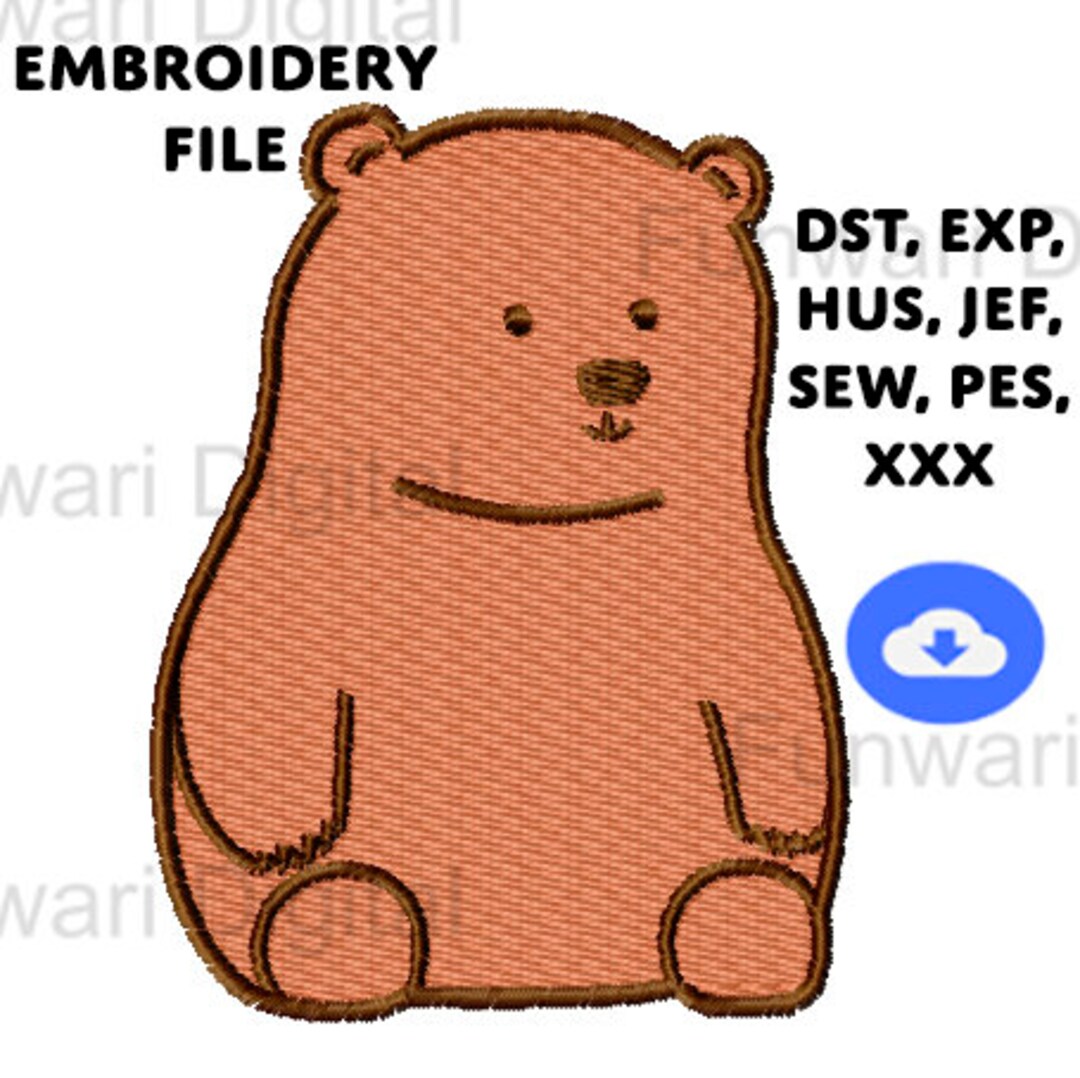 Minimalistic Bear Machine Embroidery File Design - PES/DST/JEF Formats ...