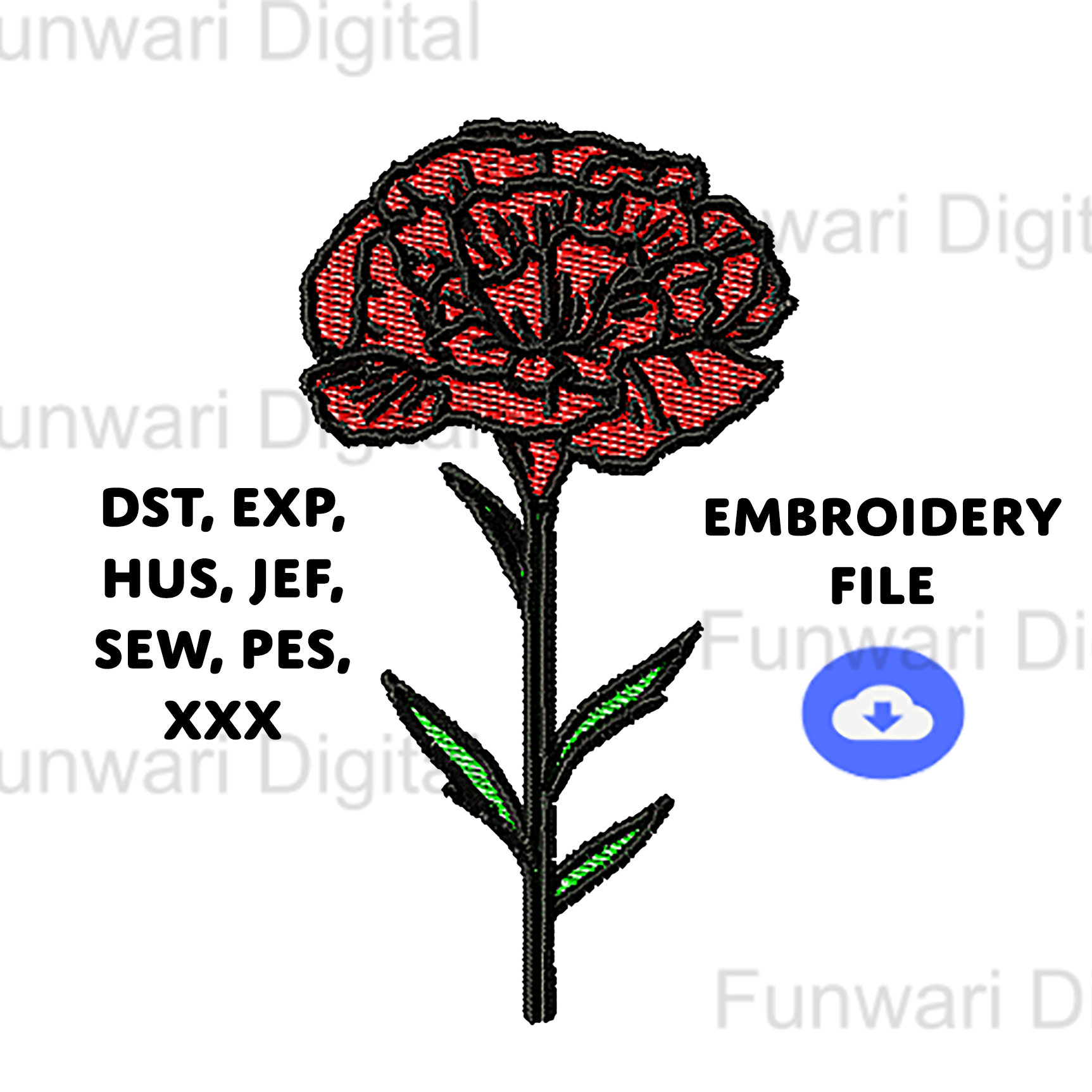 Carnation Flower Machine Embroidery File - Cottagecore Aesthetic ...