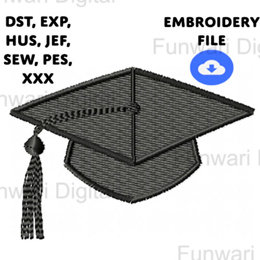 Graduation Cap Embroidery Design - Digital Download for Machine ...