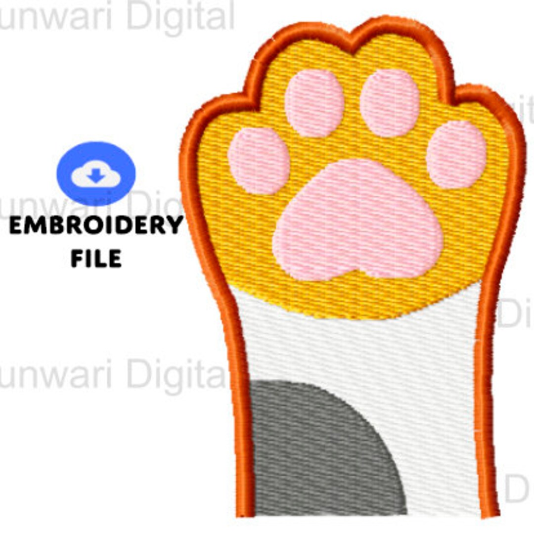 Calico Orange Cat Paw Machine Embroidery File Kitten Pet Trendy ...