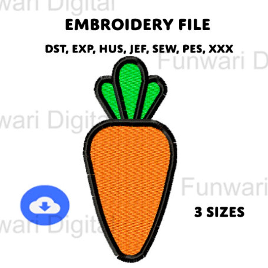 Minimalistic Carrot Simple Vegetable Embroidery File Design - Veggie ...