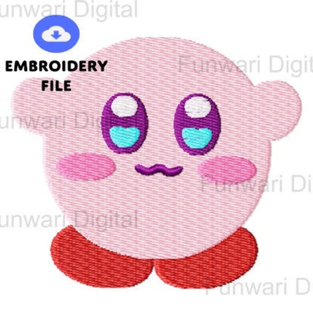 Kawaii Pink Ball Gamer Girl Krby Embroidery File, Trendy Aesthetic ...