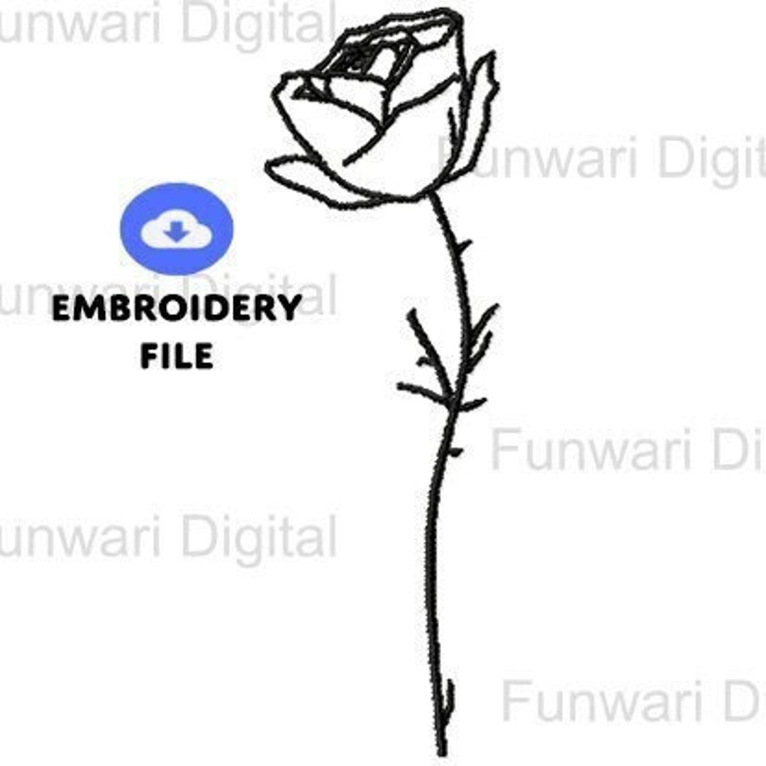 Minimalism Rose Embroidery File, Dark Aesthetic Embroidery Design, Goth ...