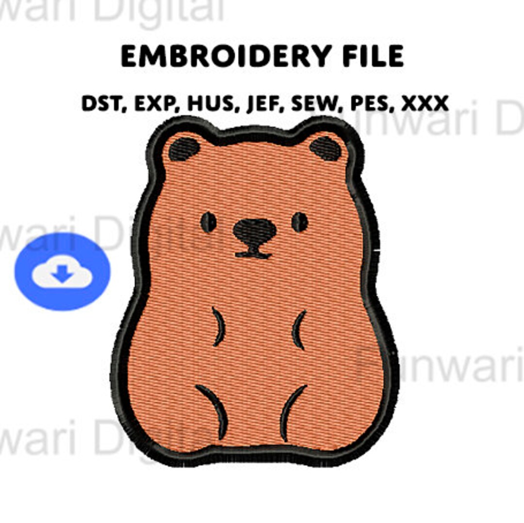 Chunky Bear Machine Embroidery File Design - PES/DST/JEF Formats ...