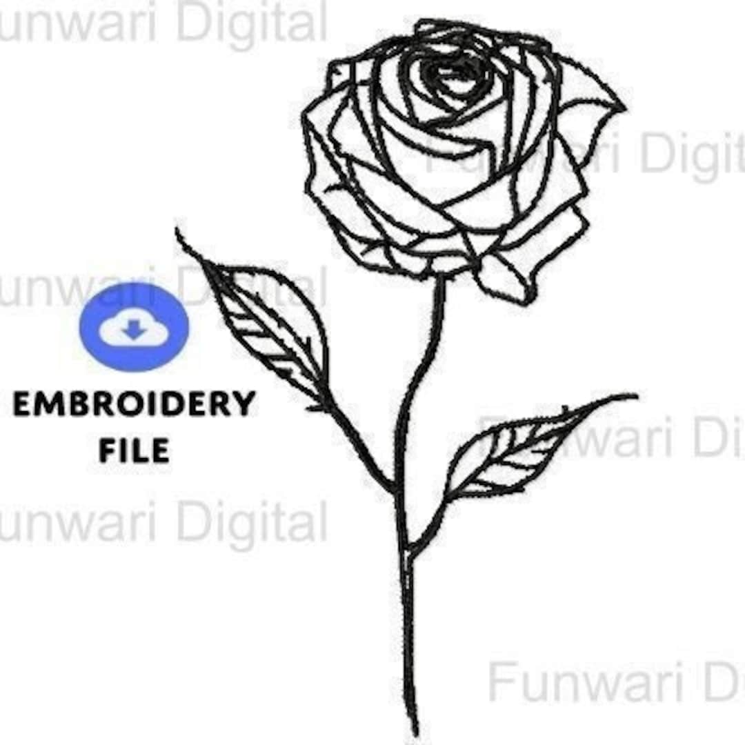 Minimalism Rose Embroidery File, Dark Aesthetic Embroidery Design, Goth ...