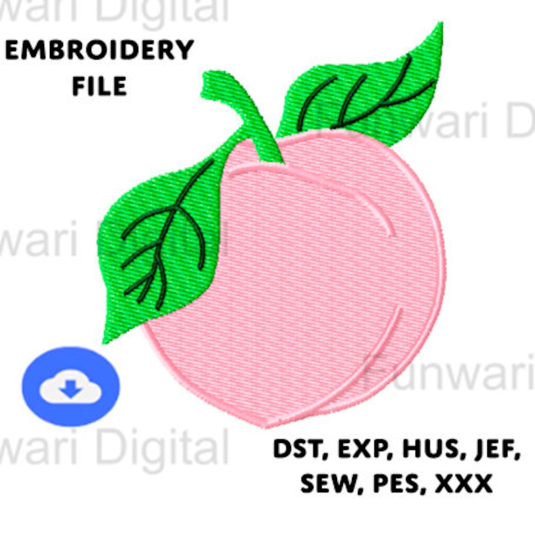 Aesthetic Peach Machine Embroidery Design - Fruits PES/DST/JEF Formats ...