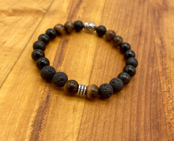 Mens Natural Stone Beaded Stretch Bracelet With Tigers Eye - Etsy