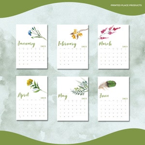2023 Calendar Printable, Desk Calendar Monthly, Botanical Floral Wall ...