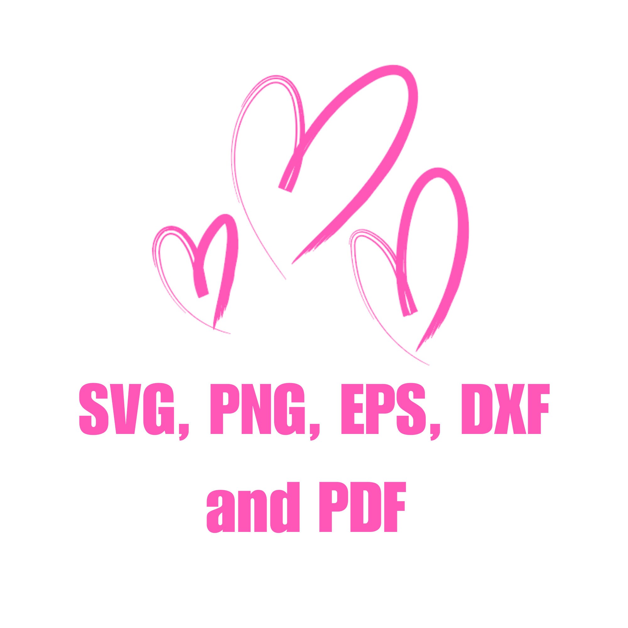 Diseño de corazón dibujado a mano triple 5pk Descargas instantáneas Svg ...