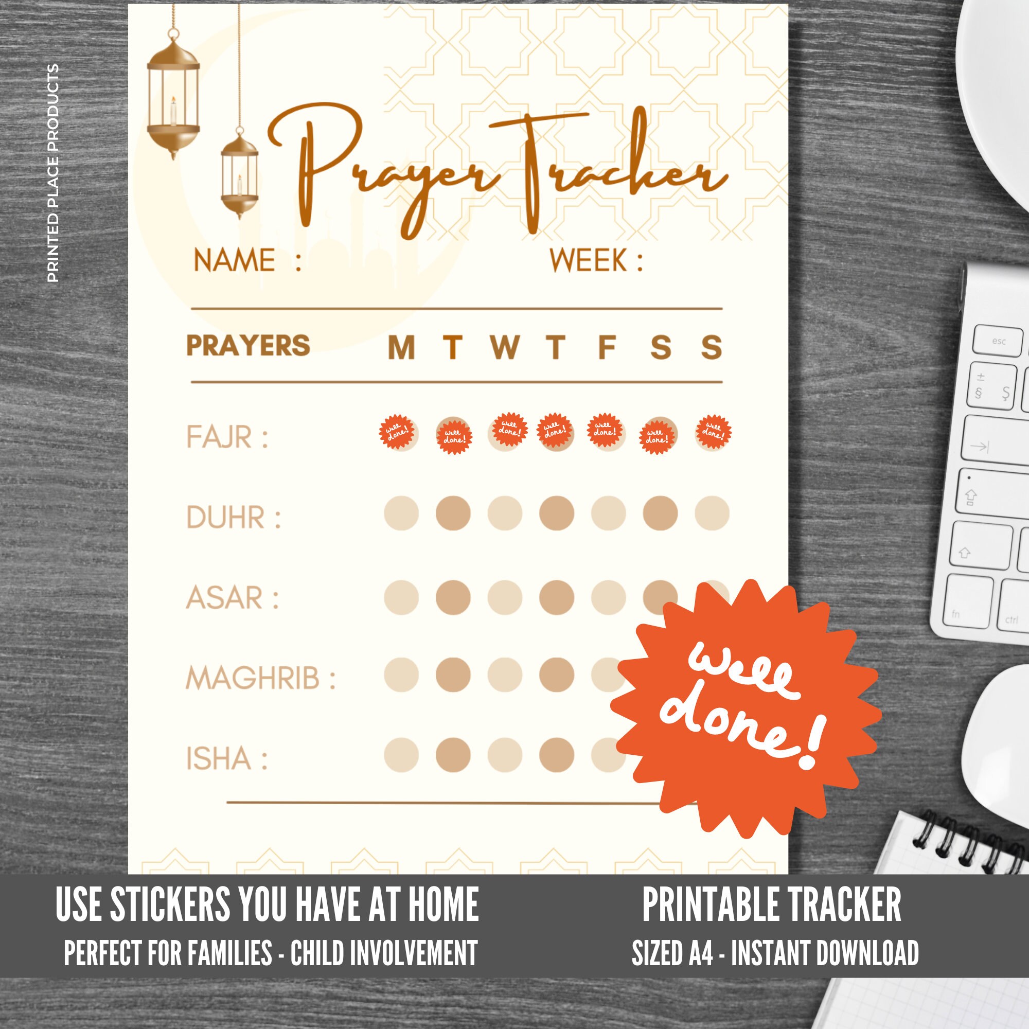 Prayer Tracker Ramadan Tracker 30 Days Print at Home PDF, Fasting ...