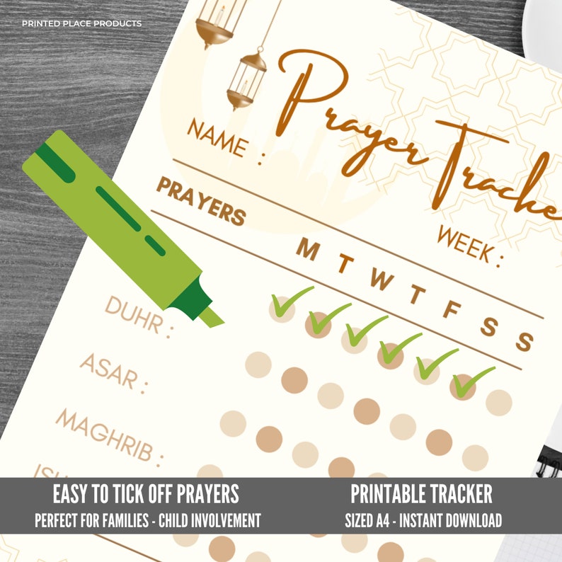 Prayer Tracker Ramadan Tracker 30 Days Print at Home PDF, Fasting ...