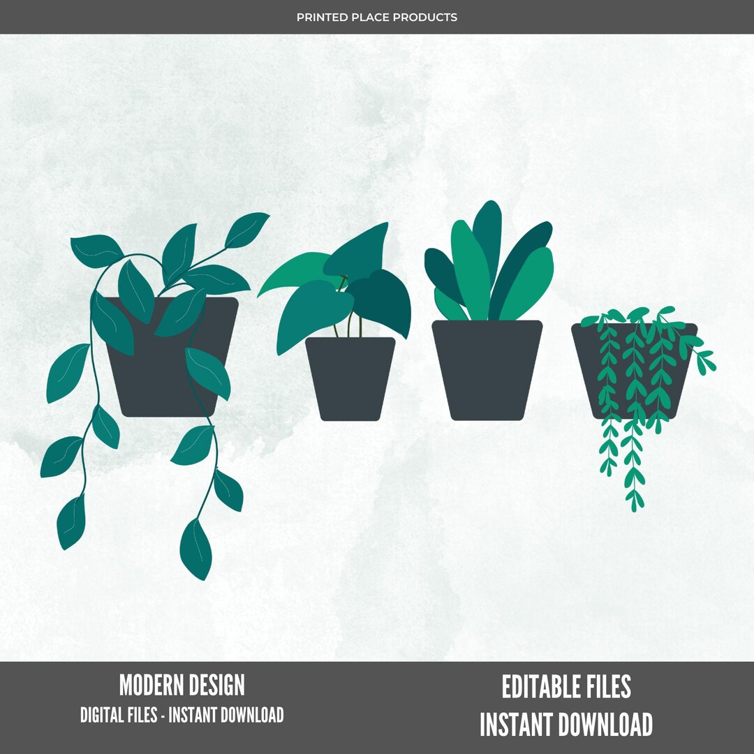 4 Plants in Pots DIGITAL DOWNLOAD | Svg Png Dxf Eps Instant Digital ...