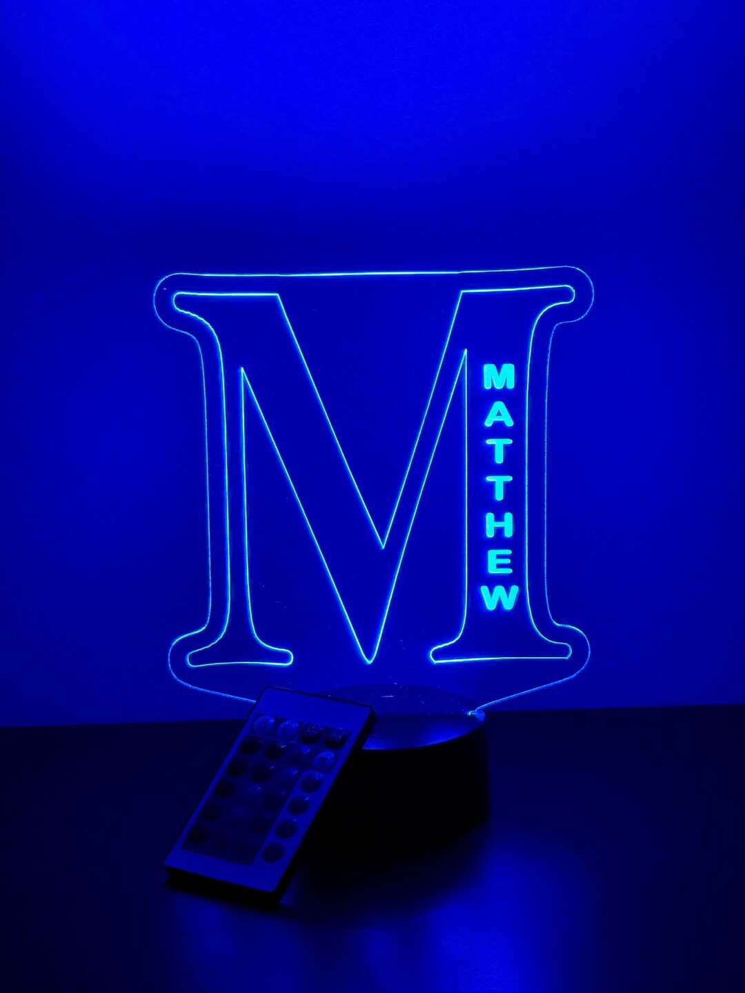 Alphabet Letter M Initial 3D LED Lamp Personalized Bedroom Night Light ...