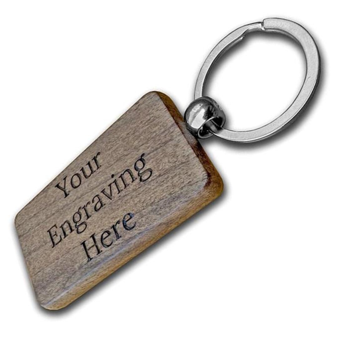 Personalised Hand Finished Custom Engraved Walnut Wood Keyrings ...