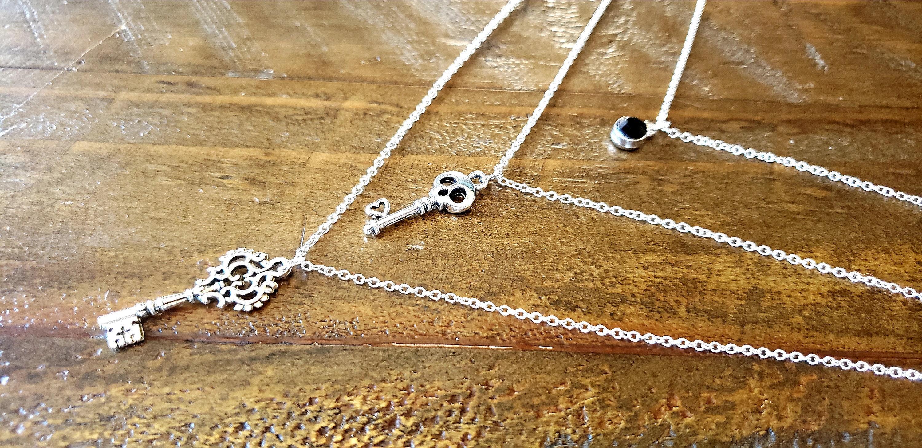 Hekate's Keys Necklace/skeleton Key and Onyx Necklace/new Moon Doorways ...