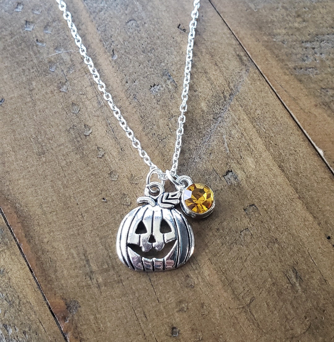 The Great Pumpkin Necklace/jack O' Lantern & Topaz Necklace/fall Decor ...