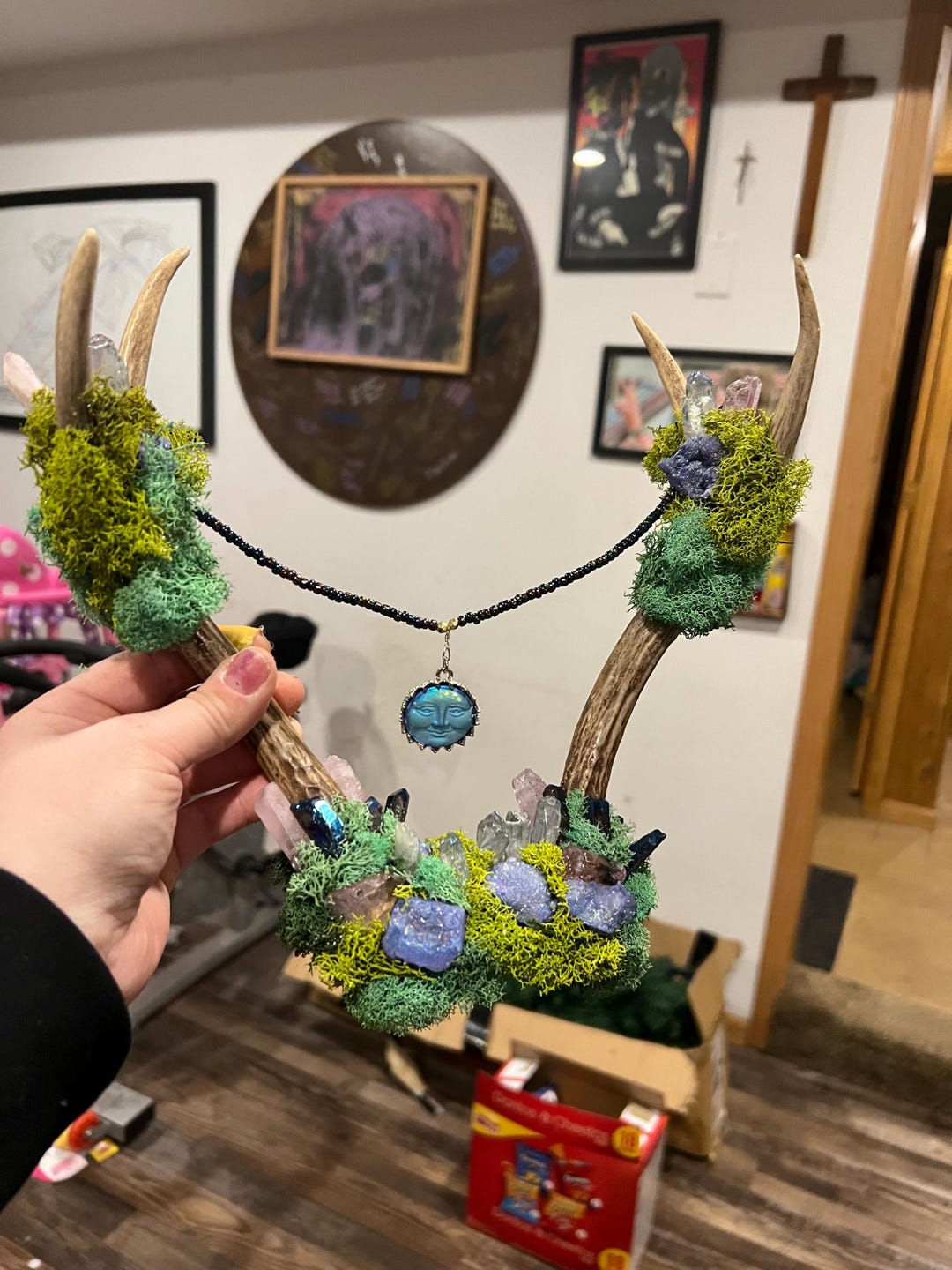 2x2 Whitetail Buck Antlers/ Skull Cap With Natural Moss, Quartz ...