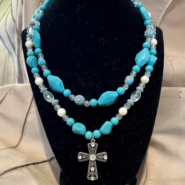 Bedazzled Cross Necklace - Etsy
