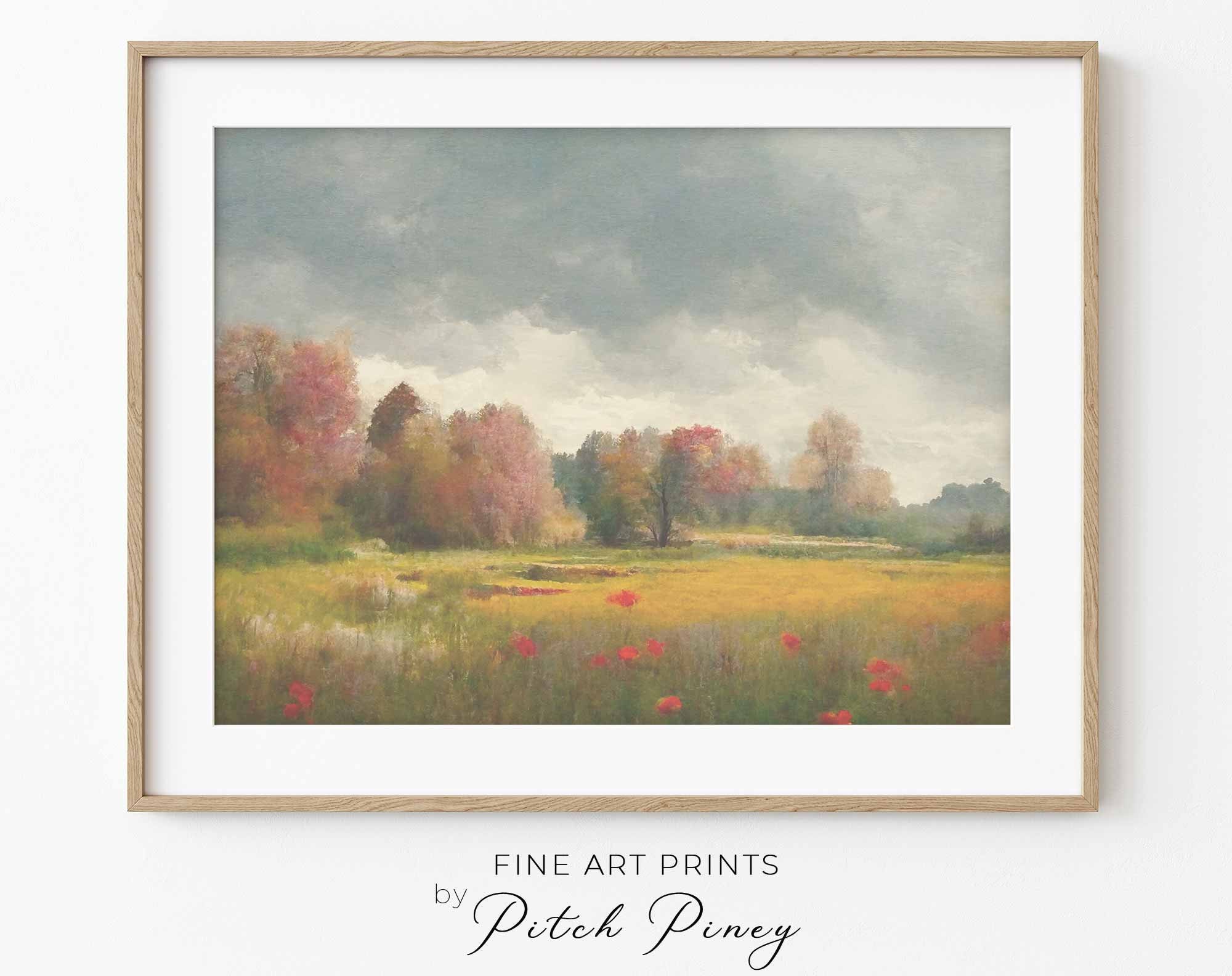 Oil Painting of a Country Meadow in the Fall Fall Printables Landscape ...