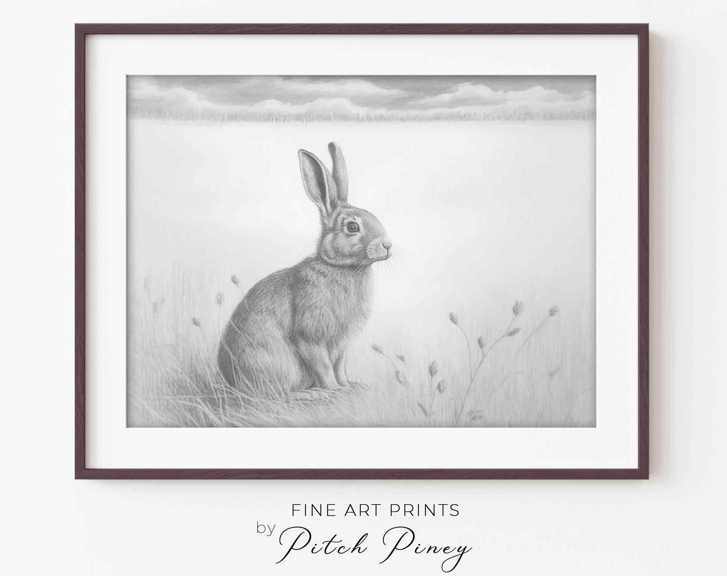 Printable Bunny Wall Art | Bunny Gallery Wall Sketch | Farmhouse Decor ...