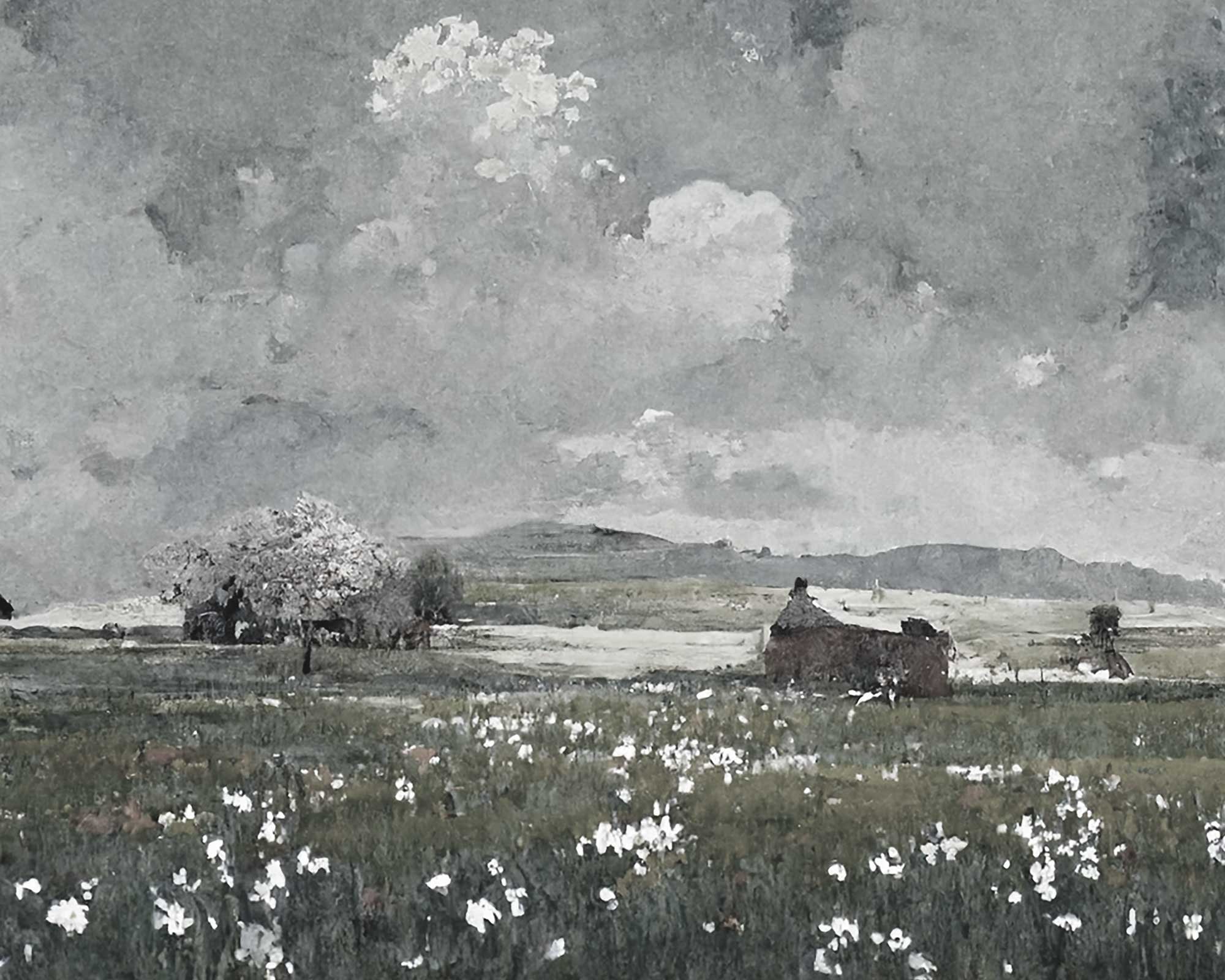 Spring Meadow Landscape Oil Painting | Vintage Landscape Print ...